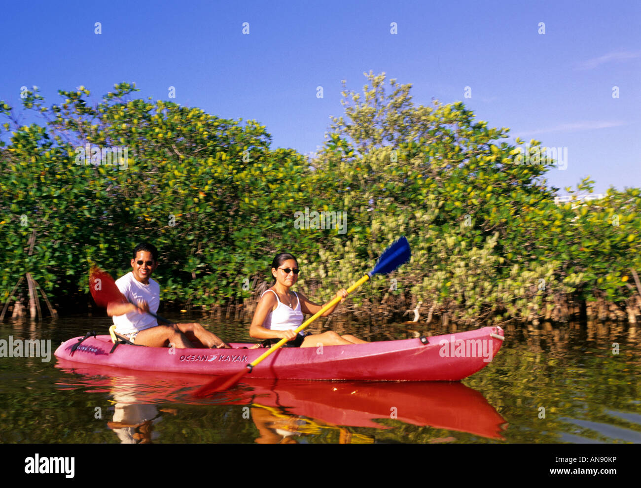 Sea kayaking Ambergris Caye Belize Stock Photo - Alamy