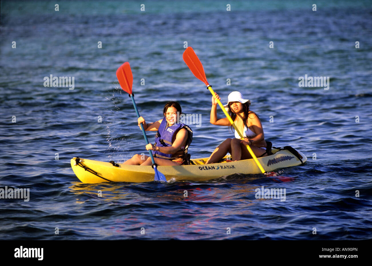 Sea kayaking Ambergris Caye Belize Stock Photo - Alamy