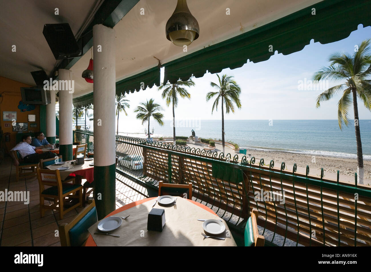 View from Terrace of Seafront Restaurant, Malecon, Old Town, Puerto ...