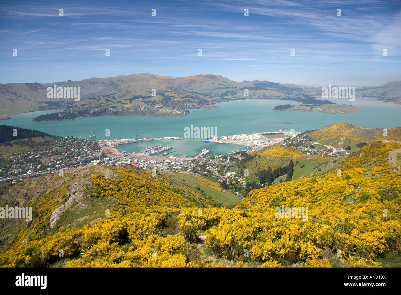 A view of Lyttelton harbour Stock Photo - Alamy