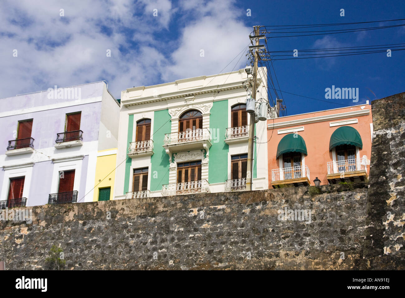 Old Houses Above Paseo de la Princesa Old San Juan Puerto Rico Stock ...