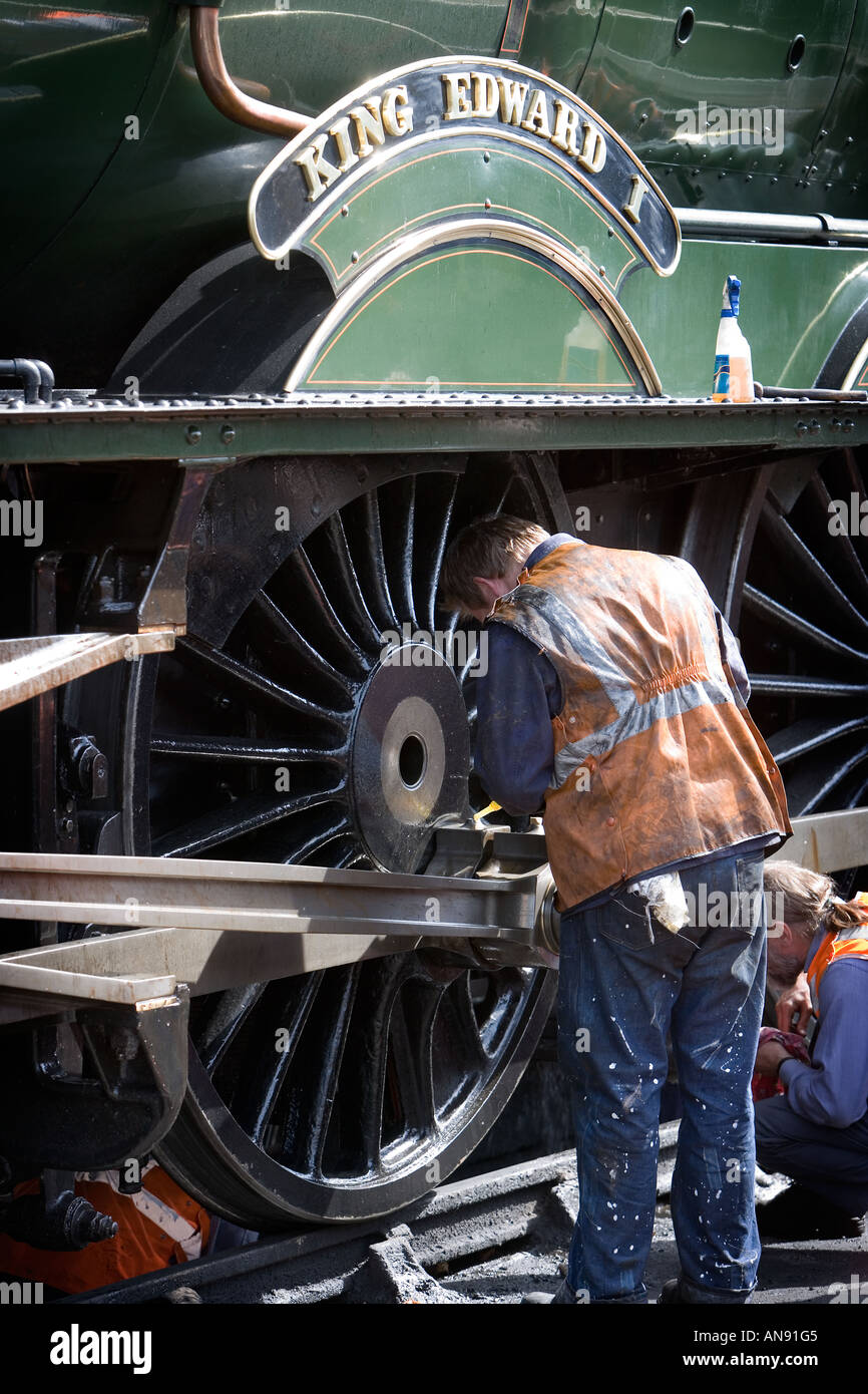 King Edward I Main Line Steam Express Train undergoing maintenance at a ...