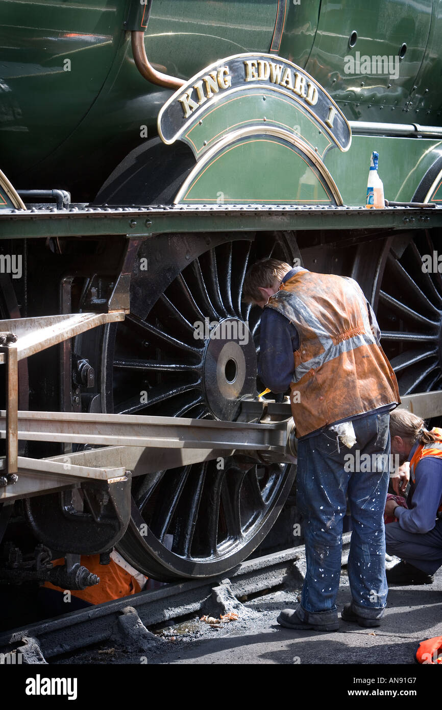 King Edward I Main Line Steam Express Train undergoing maintenance at a ...