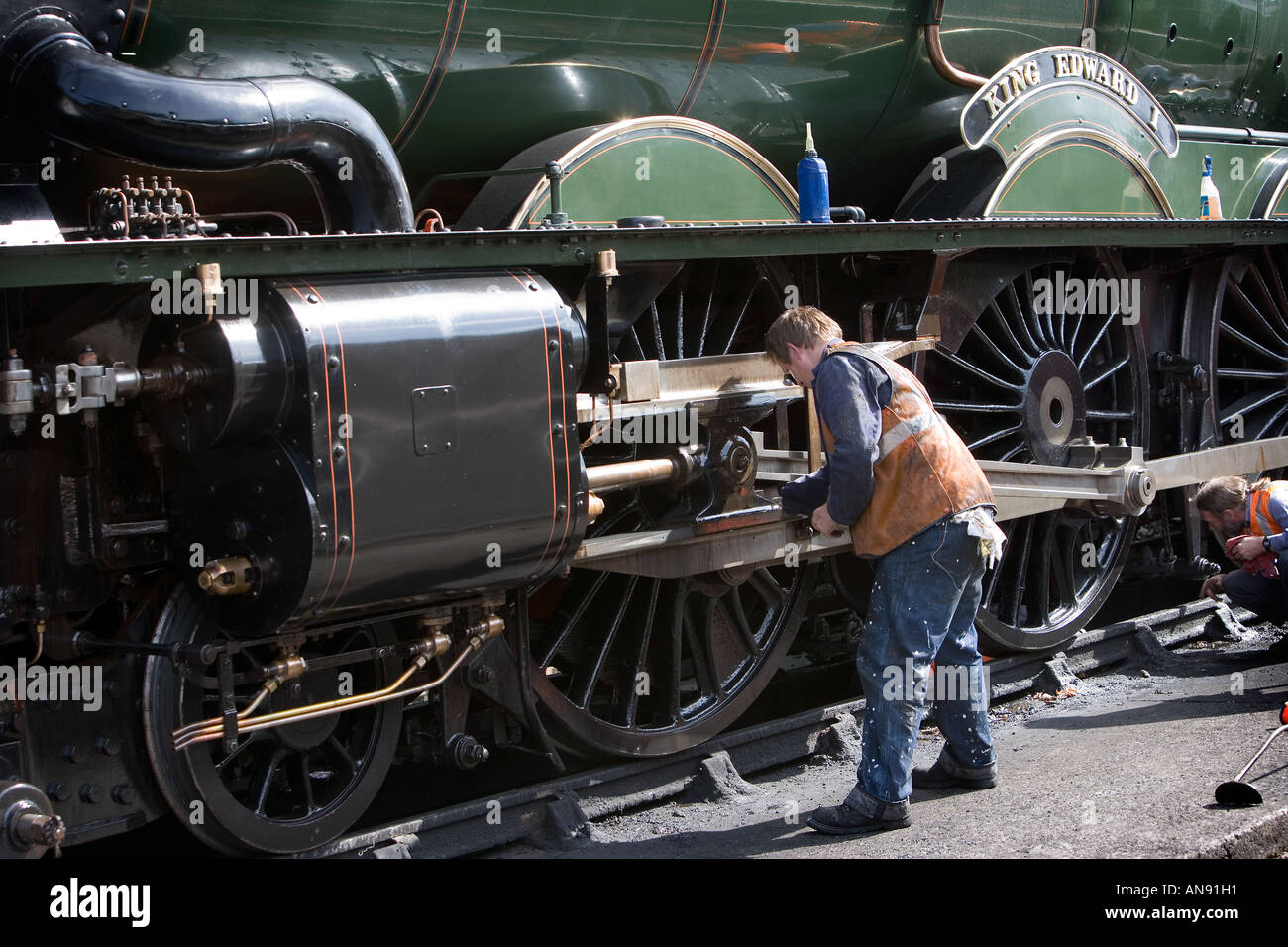 King Edward I Main Line Steam Express Train undergoing maintenance at a ...