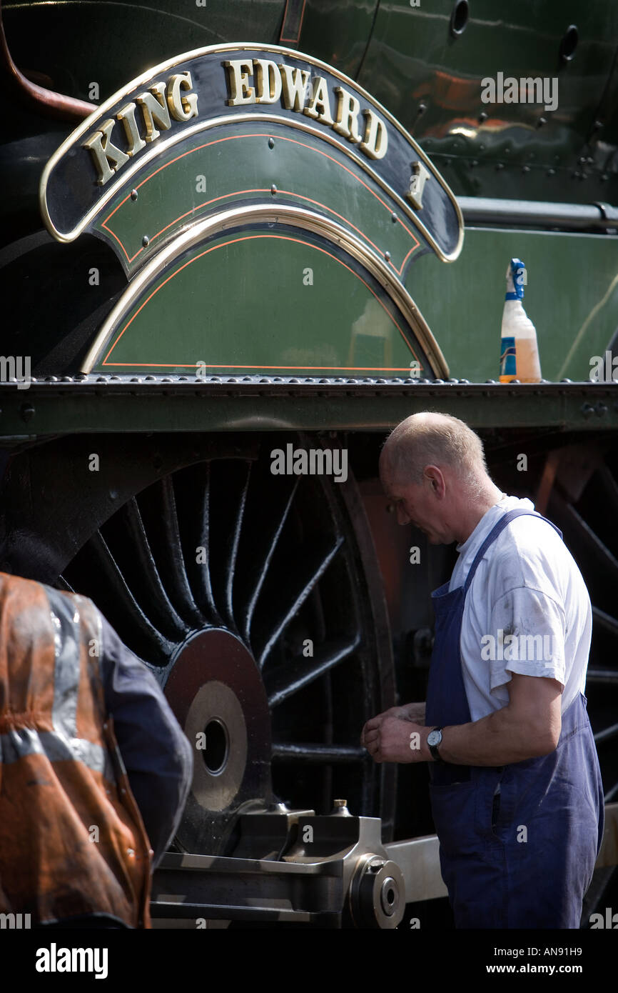 King Edward I Main Line Steam Express Train undergoing maintenance at a ...