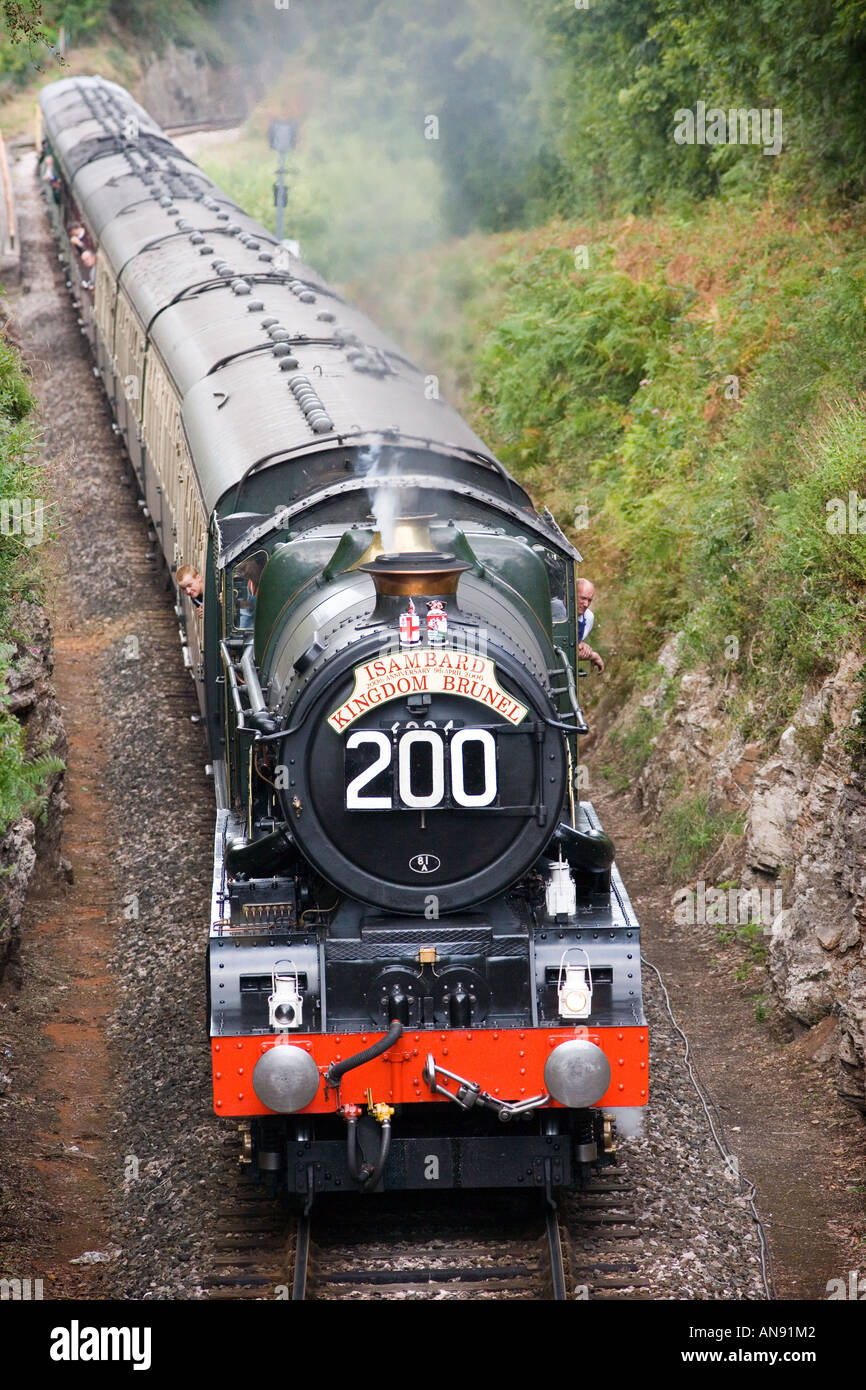 King Edward I Main Line Steam Express Train travelling through cutting ...