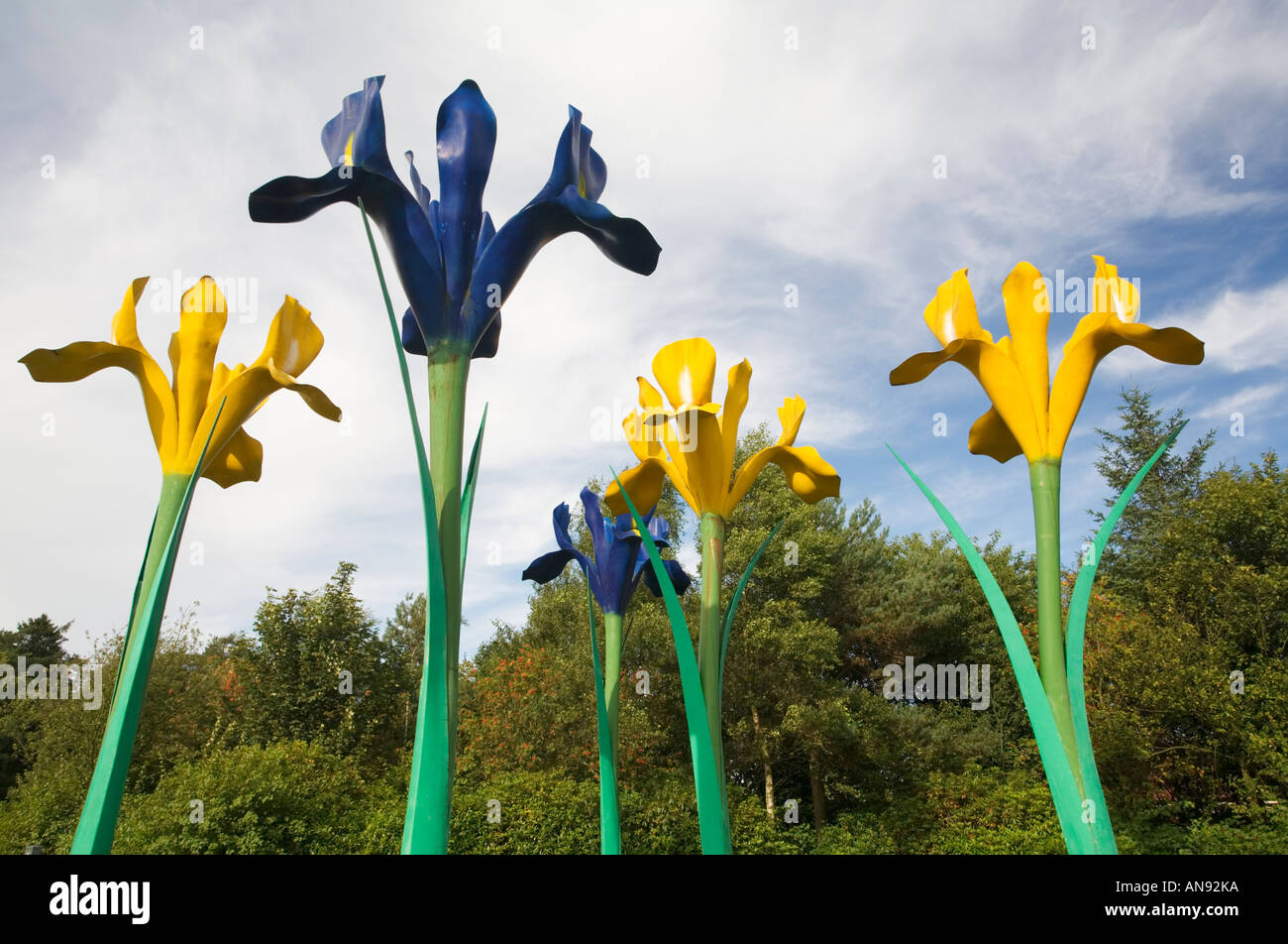 Giant metal Iris flower sculptures Glenrothes Fife Scotland Stock Photo ...