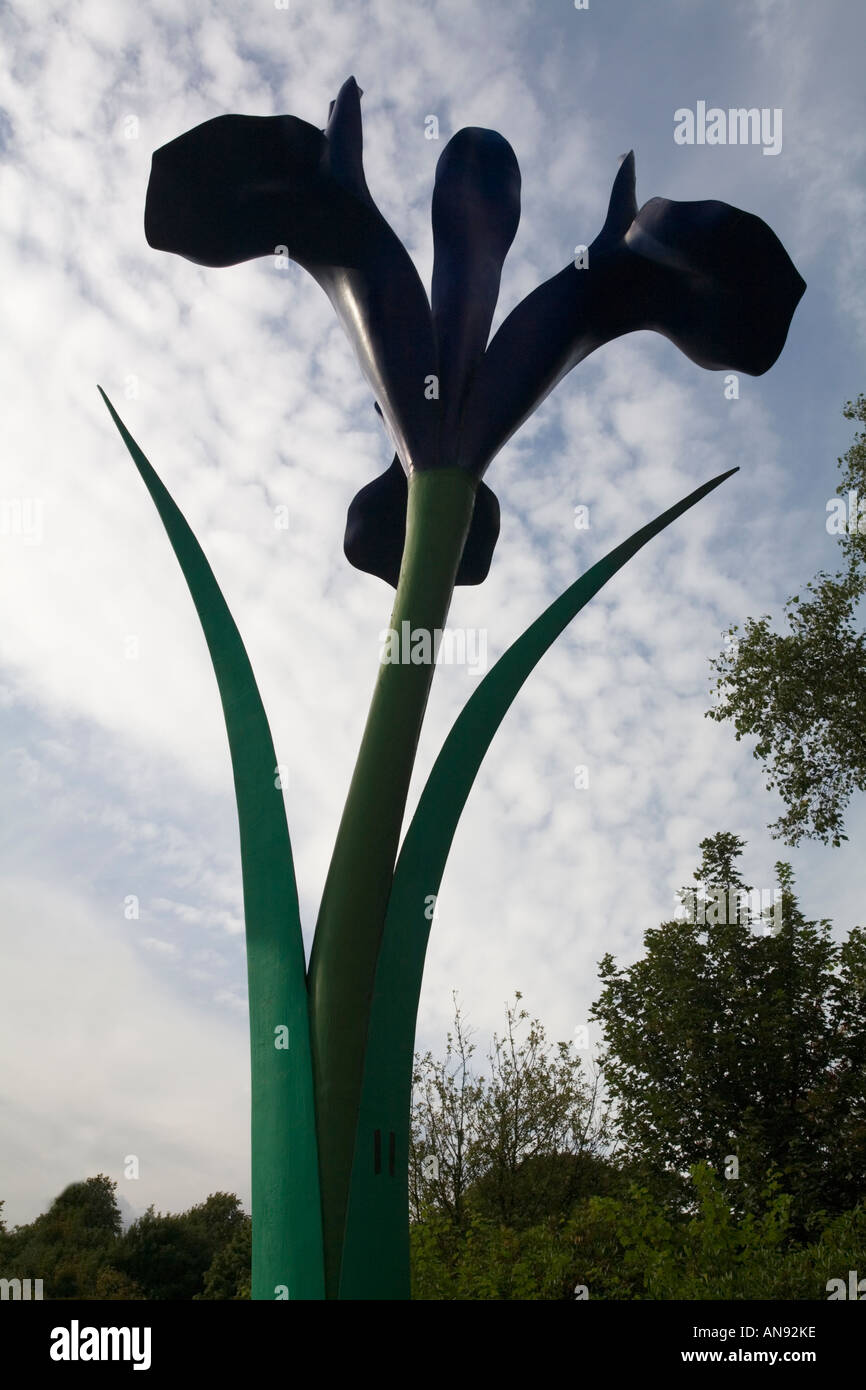 Giant metal Iris flower sculptures Glenrothes Fife Scotland Stock Photo ...