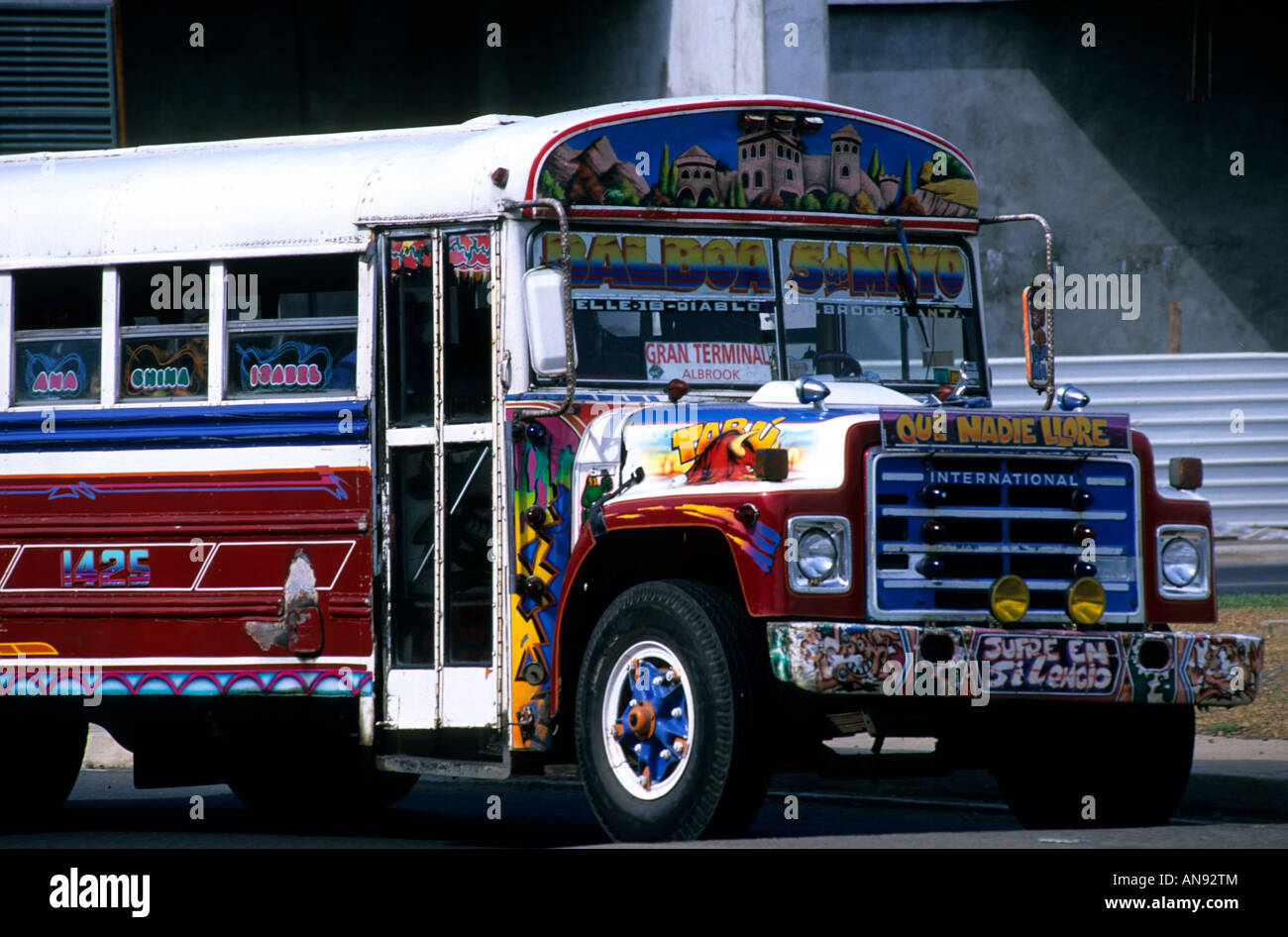 Red Devil bus Panama City Panama Stock Photo - Alamy