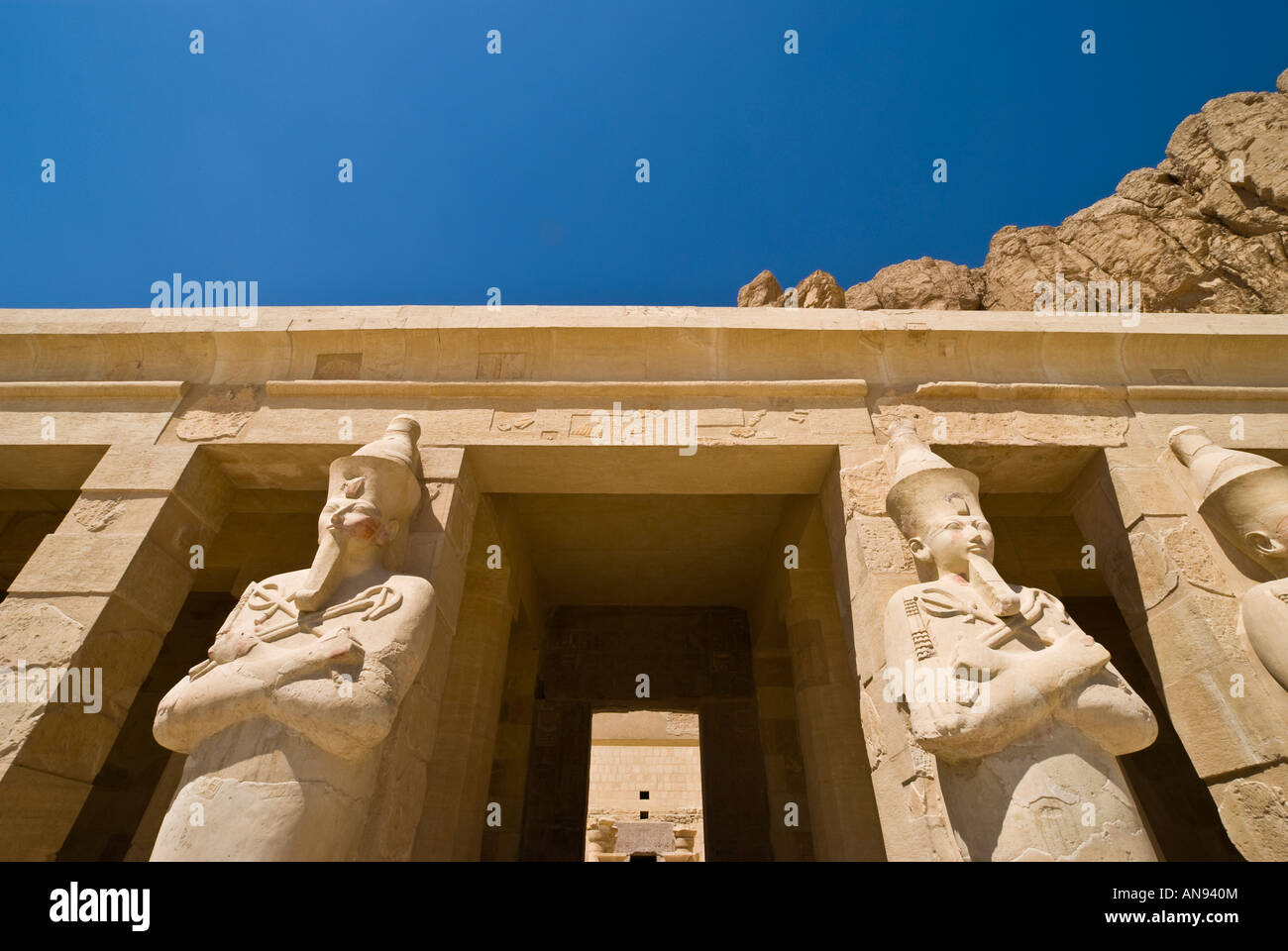 Egypt - statues of Hatshepsut in Osiris form with double crown ...
