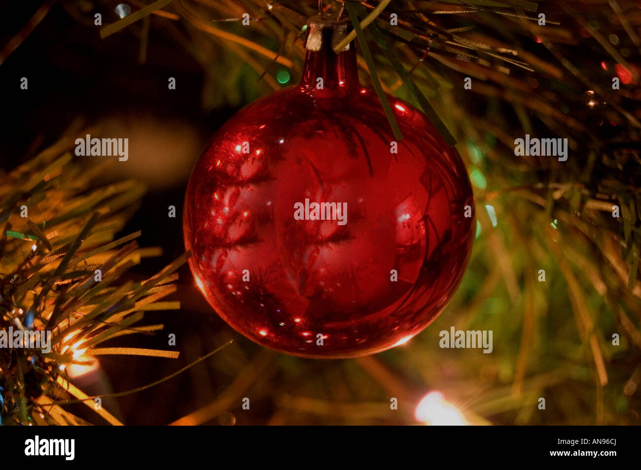 A red Christmas tree ornament Stock Photo - Alamy