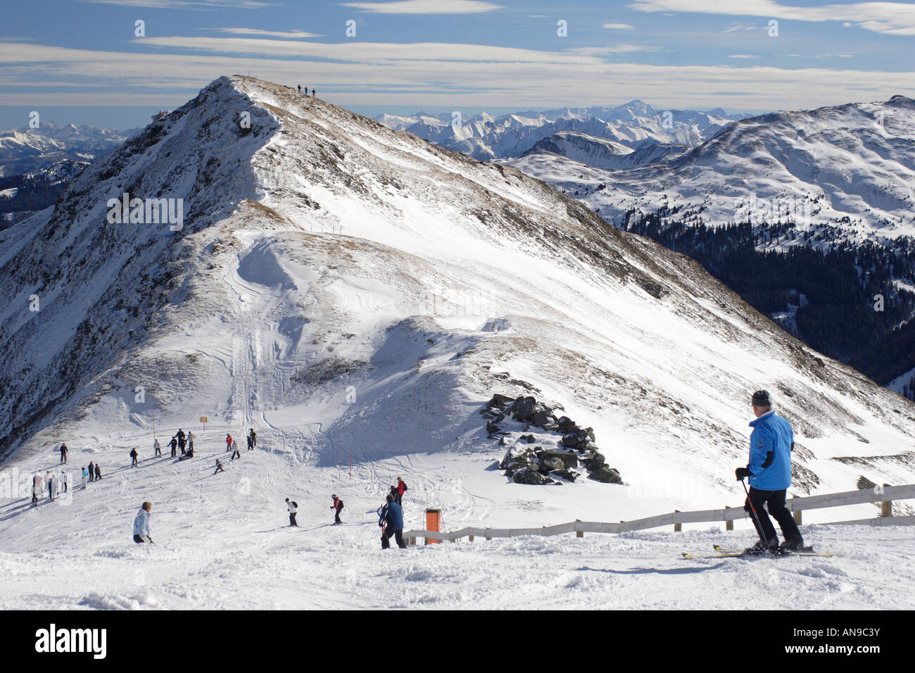 Mountain top view of the Saalbach/Hinterglemm ski slopes Stock Photo ...