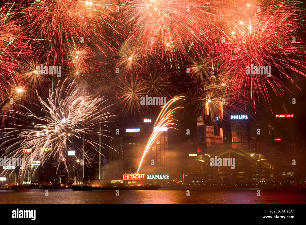 Firework Competition in Hong Kong on Oct 5 2003 Stock Photo - Alamy