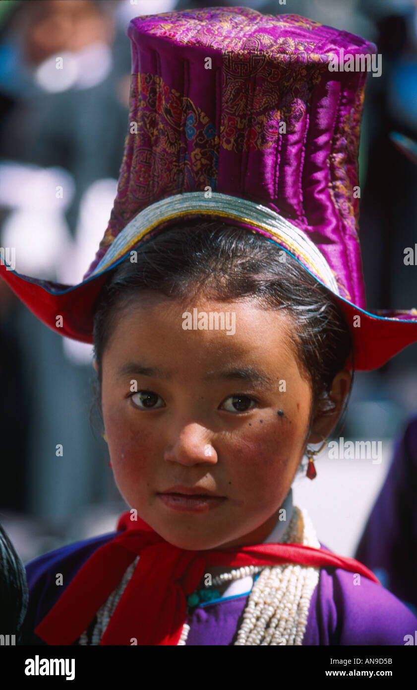Girl wearing traditional costume Ladakh Festival Leh Ladakh Jammu and ...
