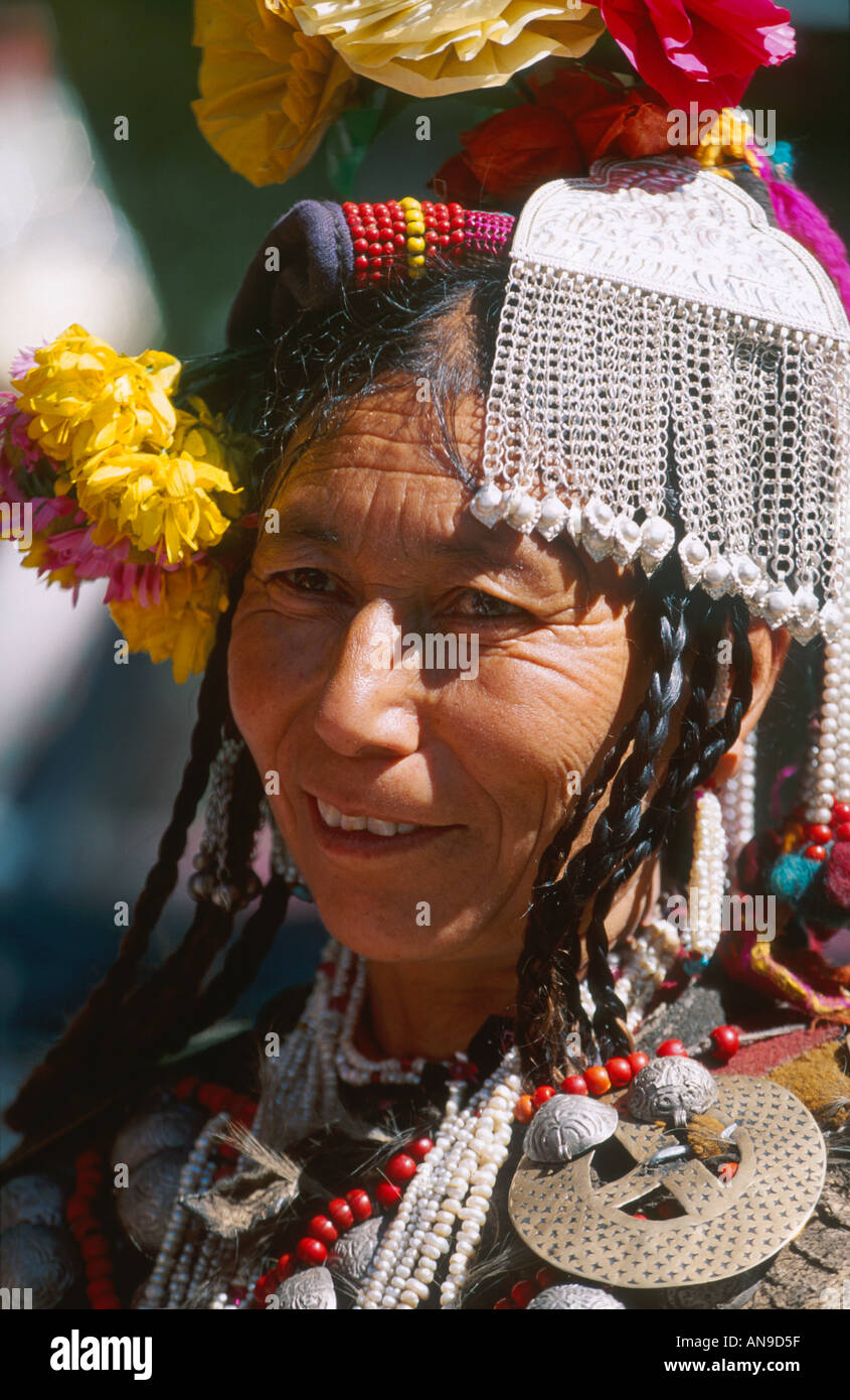 Ladakhi woman wearing traditional costume Ladakh Festival Leh Ladakh ...