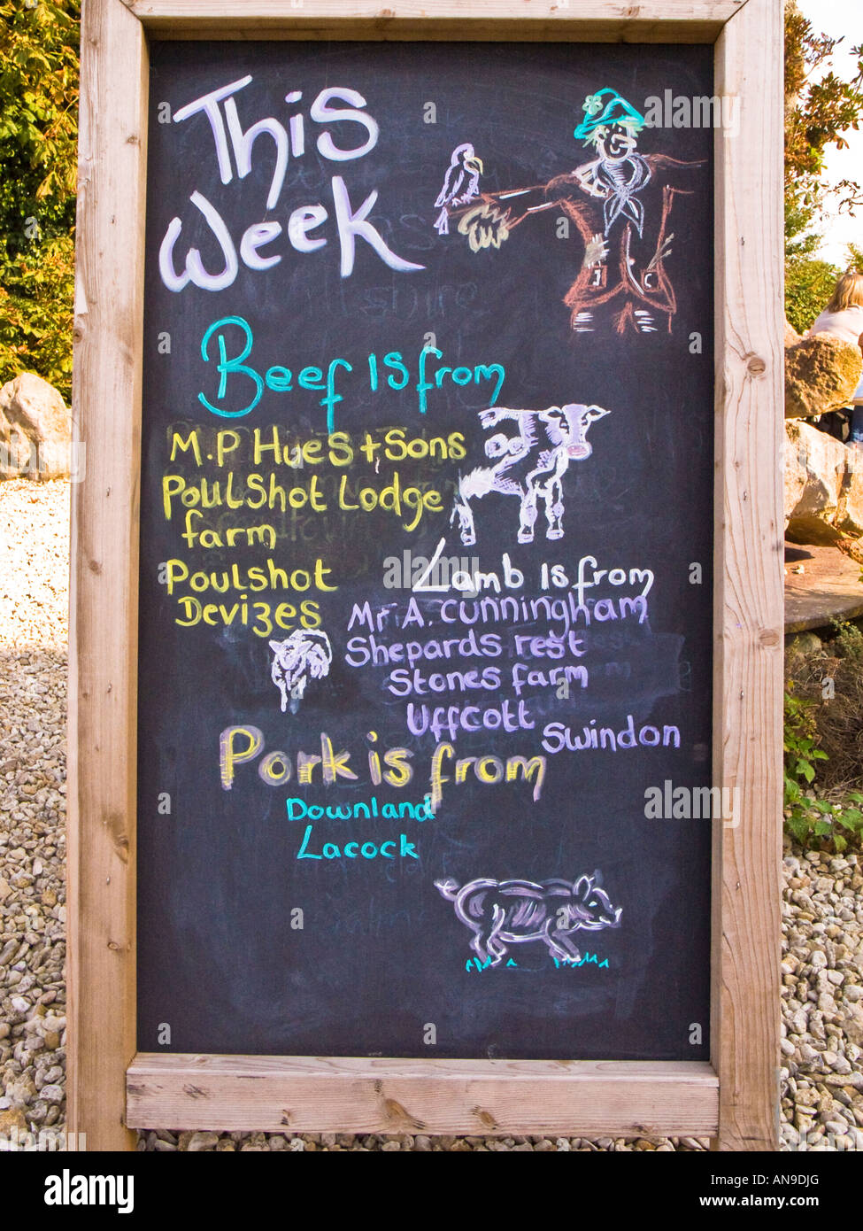Sign outside a farm shop in Urchfont Wiltshire England UK EU showing ...