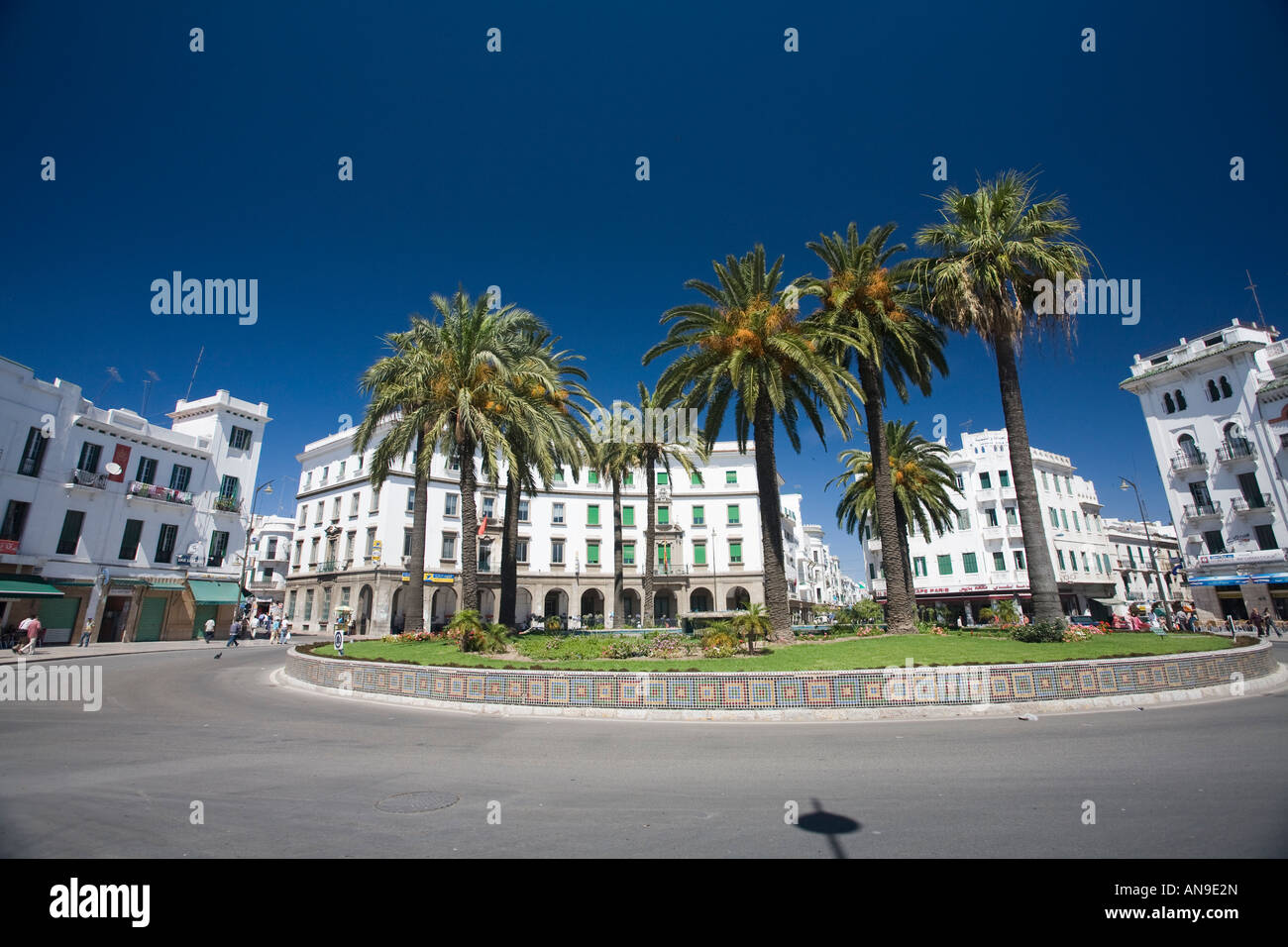 View of Hassan II square, formerly Spain Square, in the Spanish quarter ...