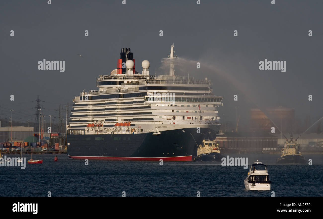 cunard cruise ship queen victoria sails into southampton docks england ...