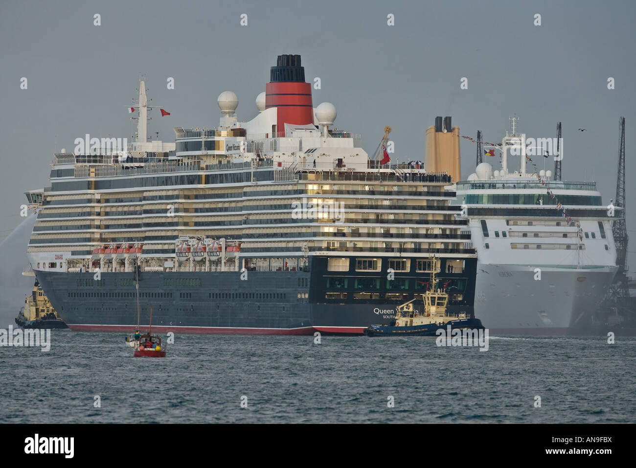 cunard cruise ship queen victoria sails into southampton docks england ...