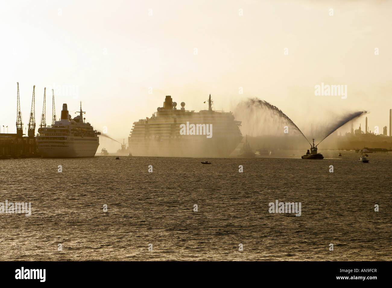 cunard cruise ship queen victoria sails into southampton docks england ...
