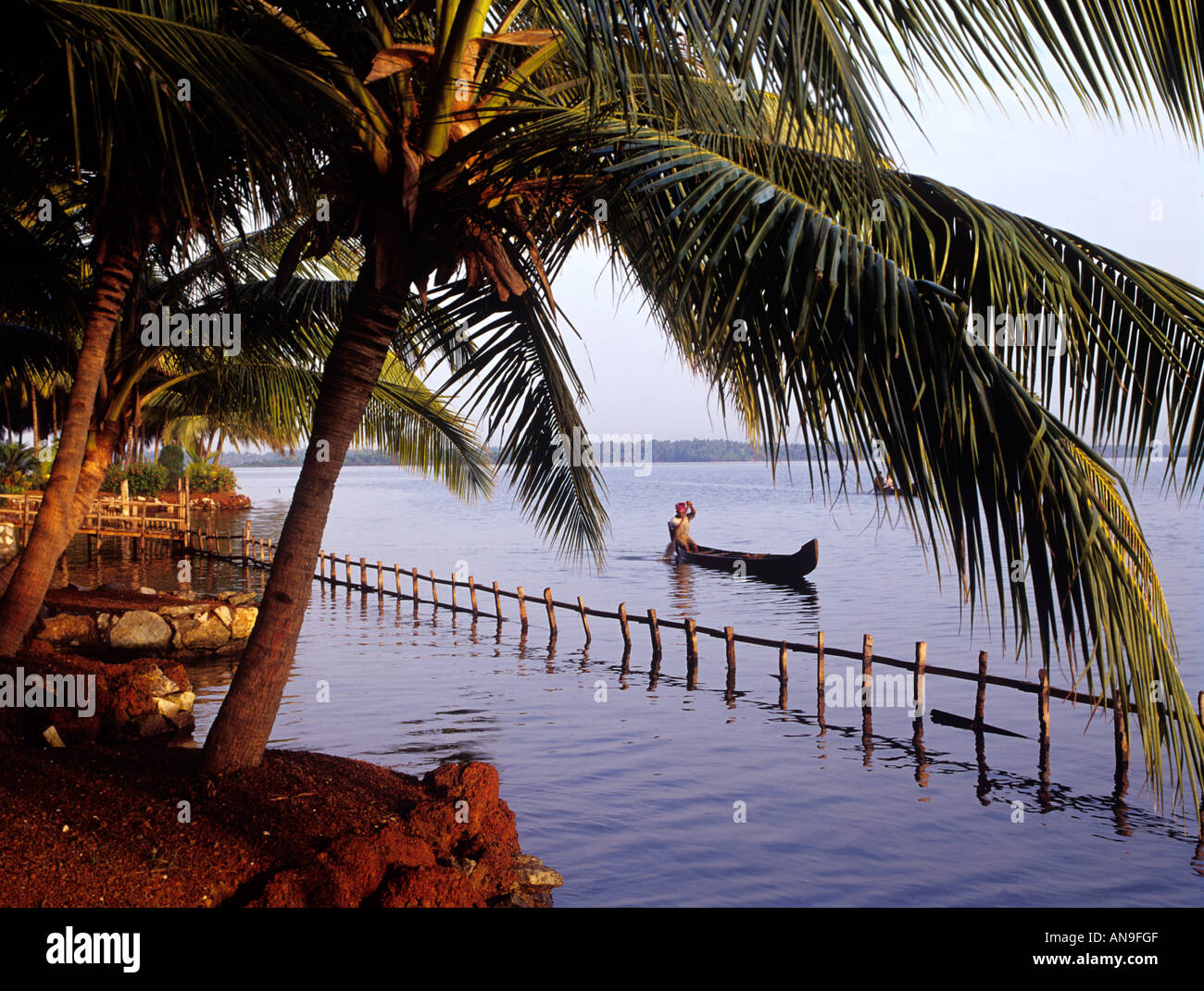 BACKWATERS OF VELLIMON NEAR QUILON KERALA Stock Photo - Alamy