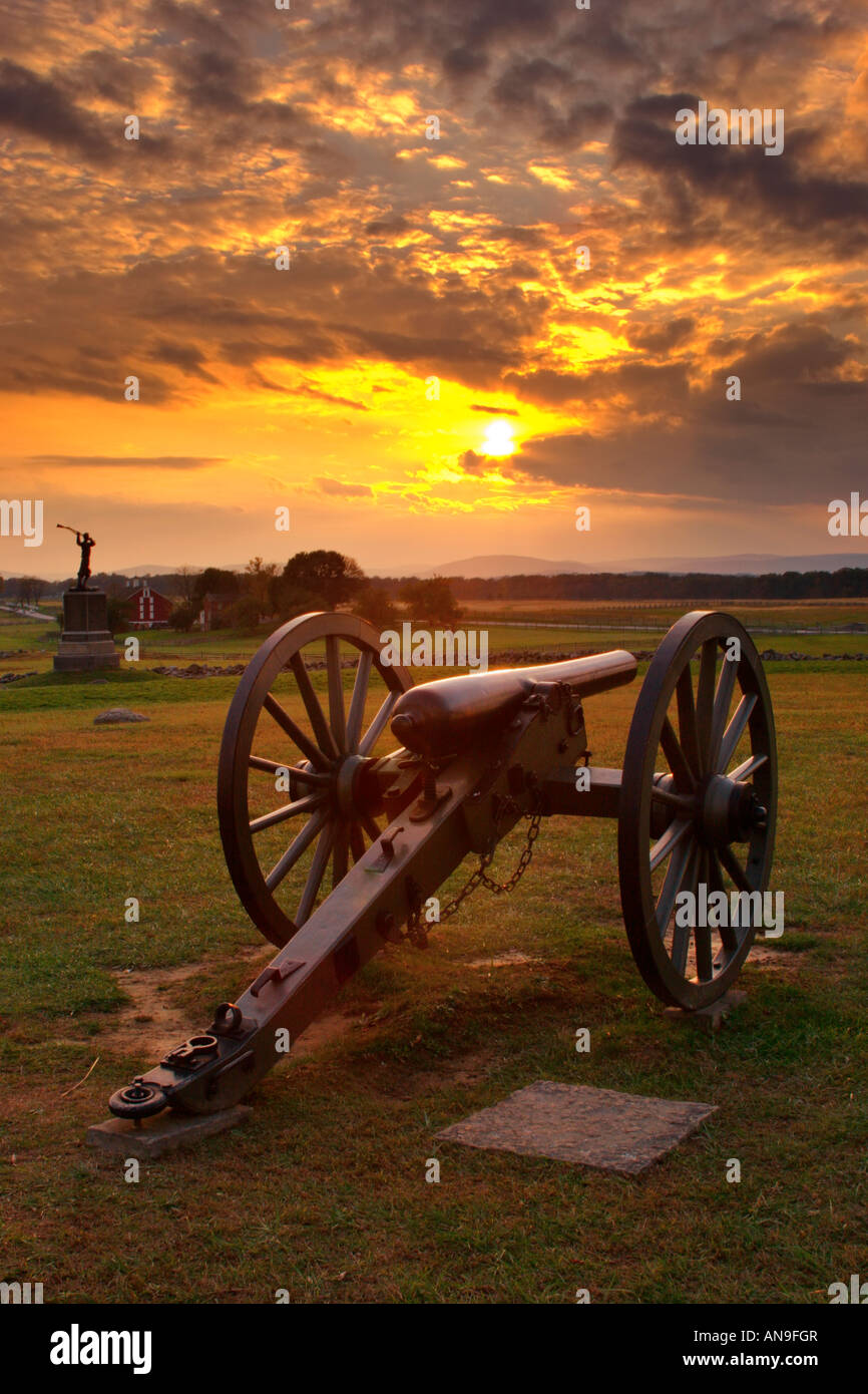Sunset, Angle Monument area, Gettysburg National Military Park ...