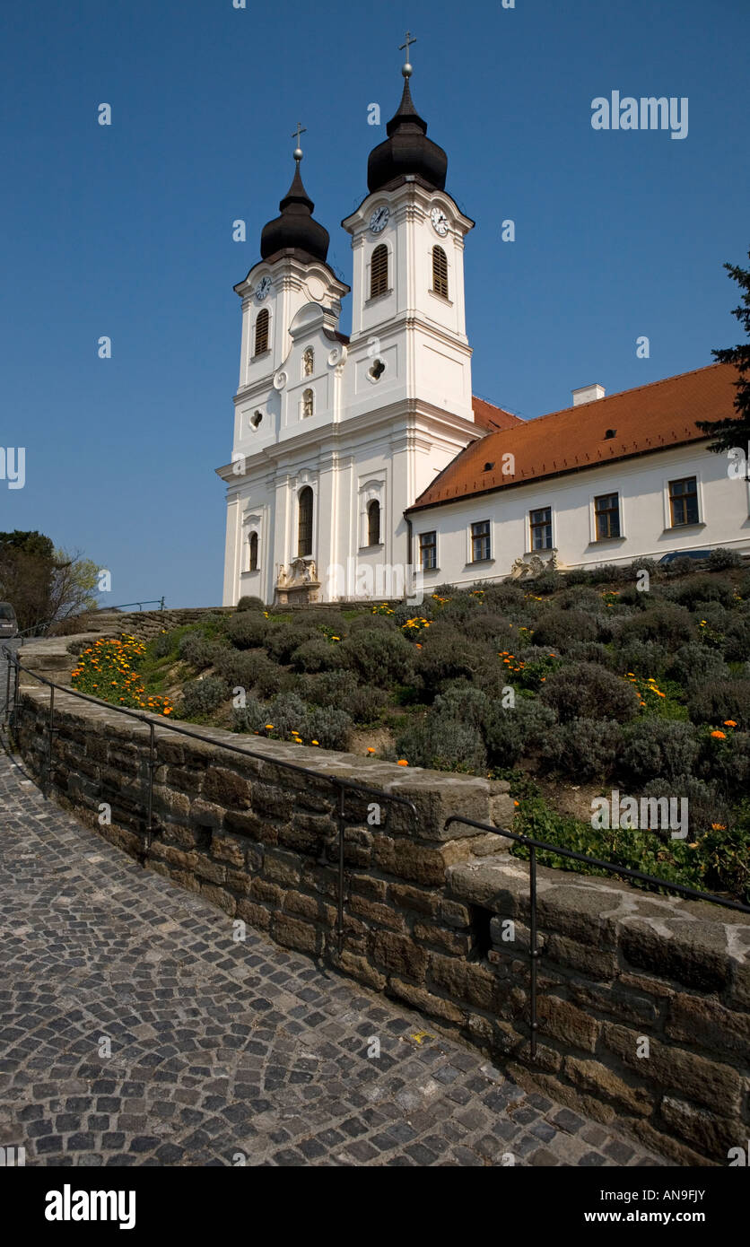 The Baroque Church of the Benedictine Abbey in Tihany, Balaton, Hungary ...