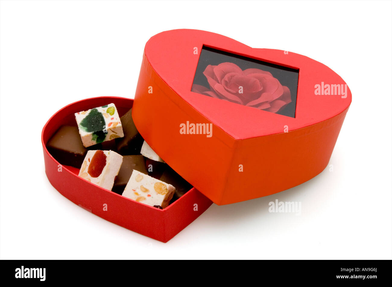 heart shaped box of chocolates for valentines day gift Stock Photo - Alamy