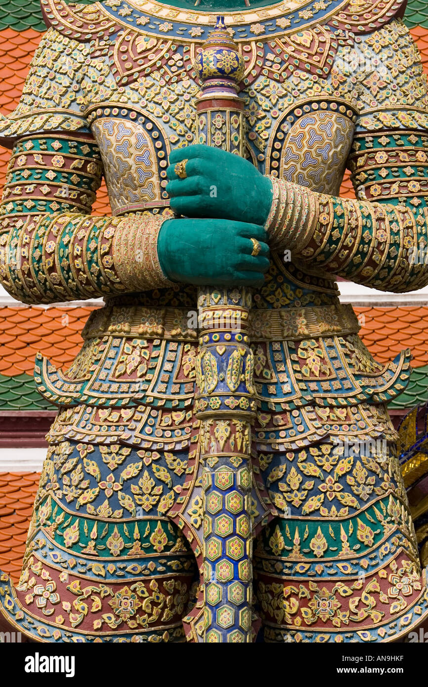 Indrajit Giant statue guards an entrance to Wat Phra Kaeo Bangkok Stock ...