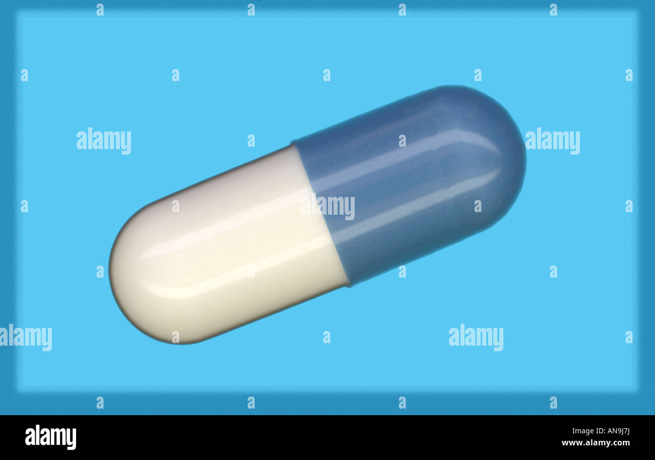 Blue and White Capsule Stock Photo - Alamy