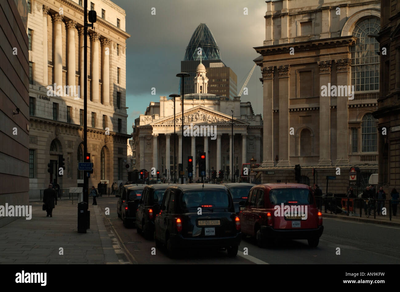 The Royal Exchange from the east end of Queen Victoria Street, London ...