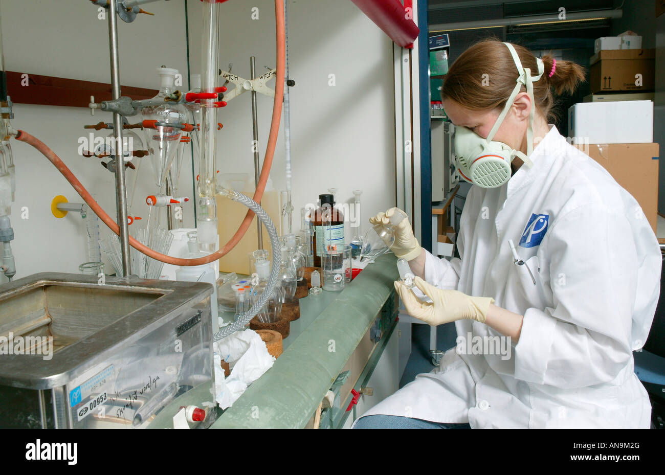 Researcher at Fish Lab with Sample Stock Photo - Alamy