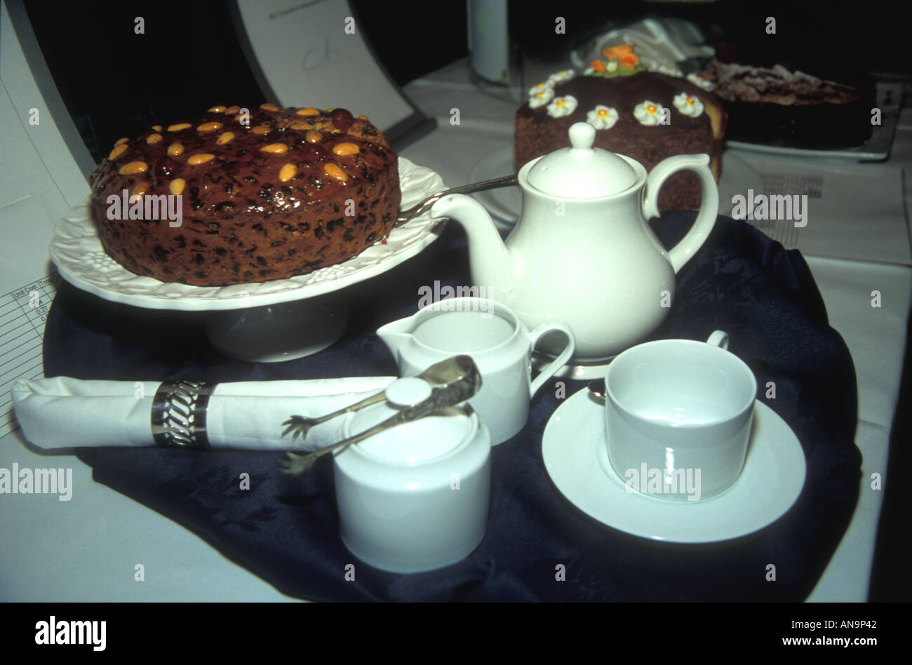 Table set for tea at a food fair Stock Photo - Alamy