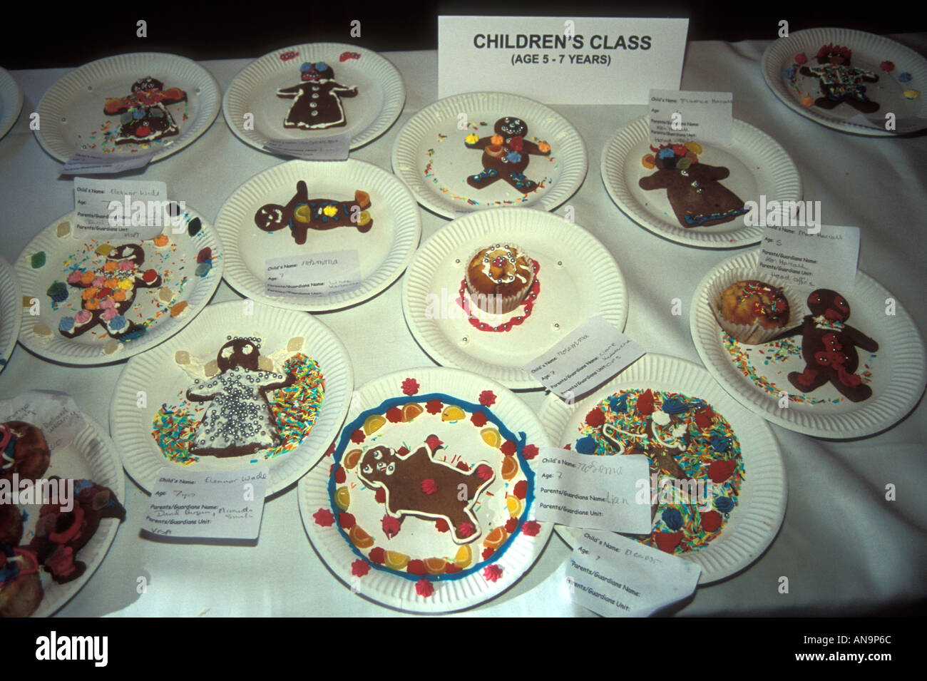 Children s cakes on display at a food fair Stock Photo - Alamy