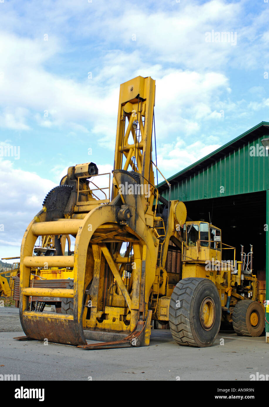 Forest Heavy Plant Machinery Cat Logpicker Stock Photo - Alamy