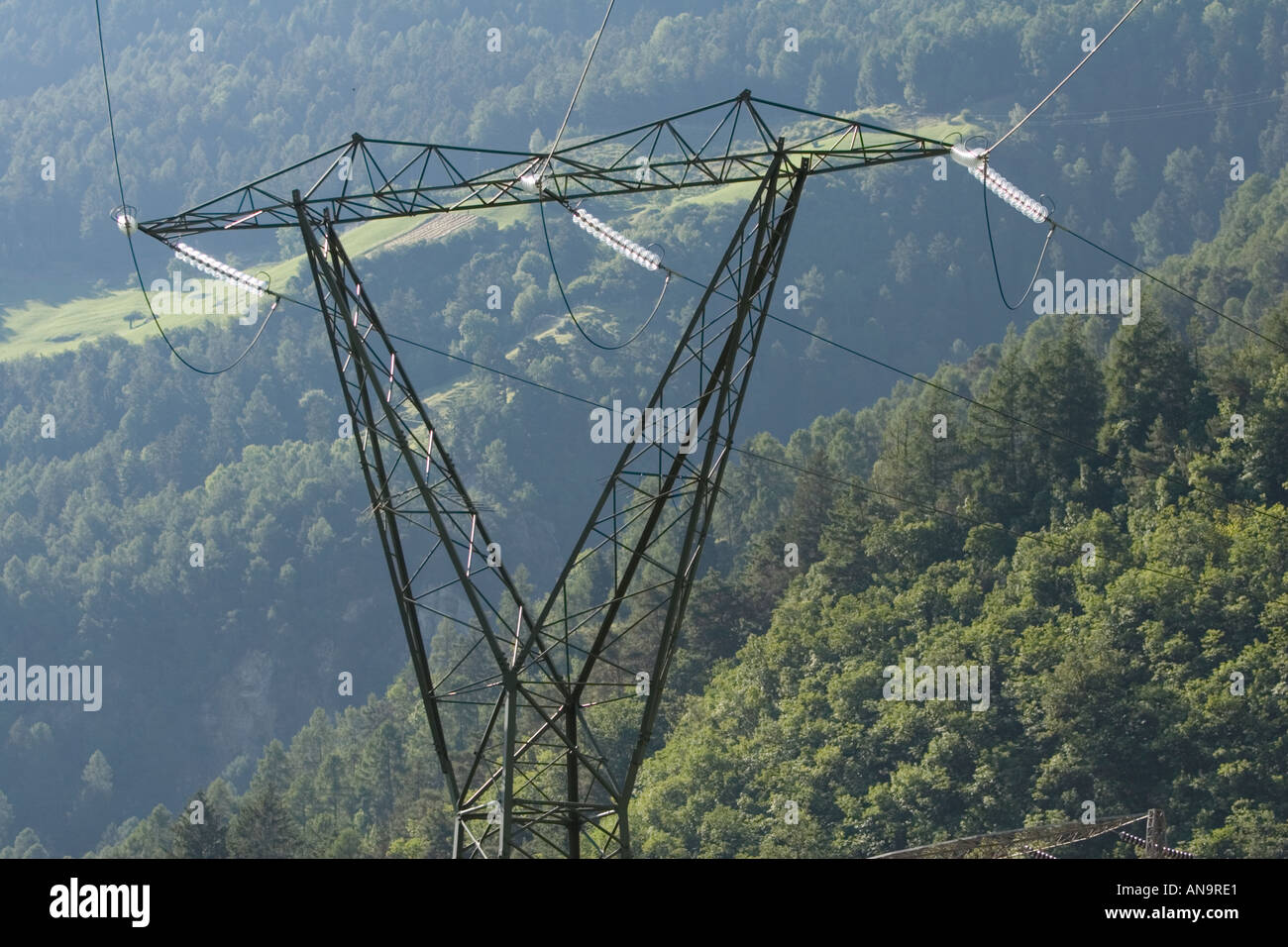 Italian electricity tower in mountains Stock Photo - Alamy