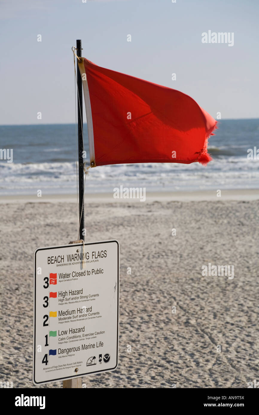Beach warning flag Closed to Public at Anastasia State Park on the ...