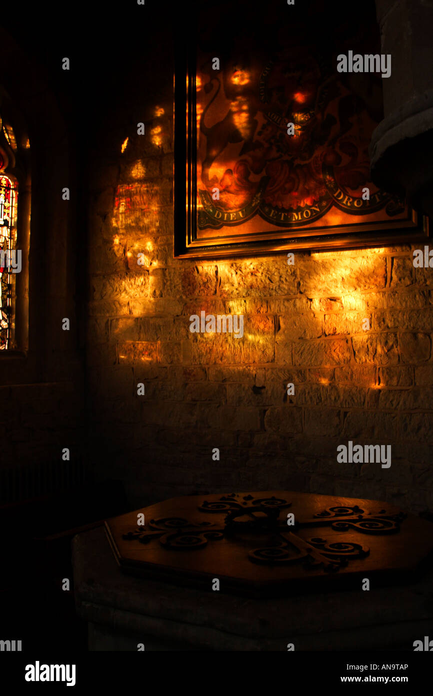 Europe England light coming through stained glass window of church ...