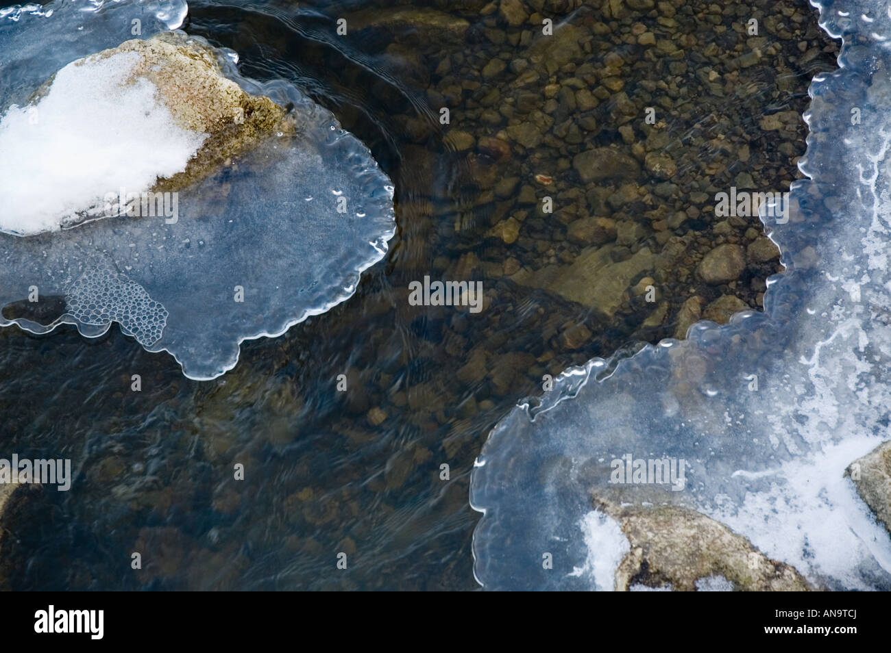 Melting ice on a flowing river Stock Photo - Alamy