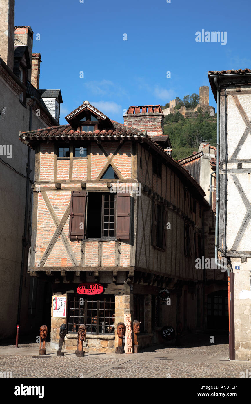 Half timbered corbelled house on the Place du Mercadial at St Cére in ...