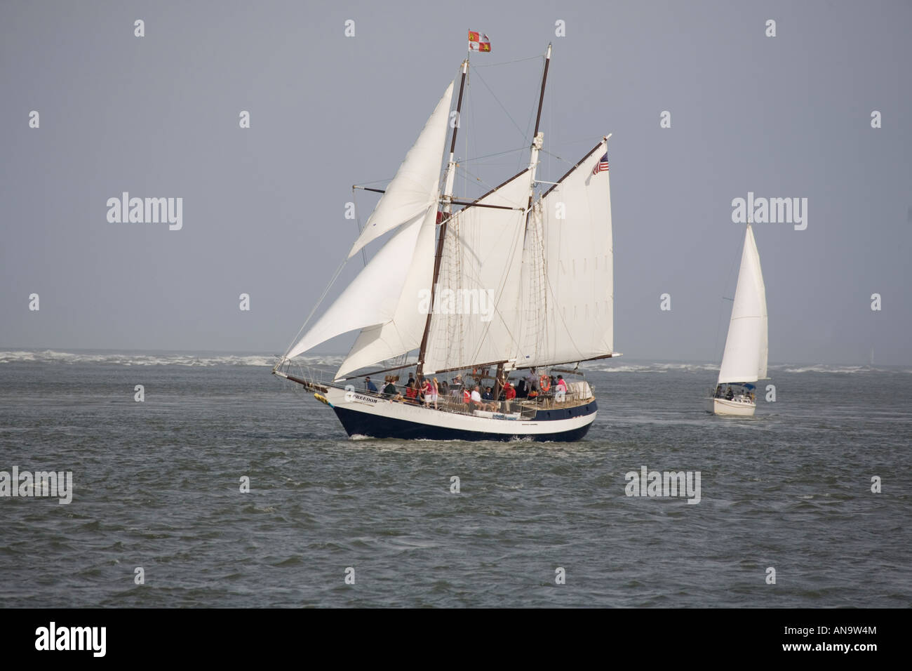 Schooner Freedom tourist ride sailing in Atlantic Ocean off St ...