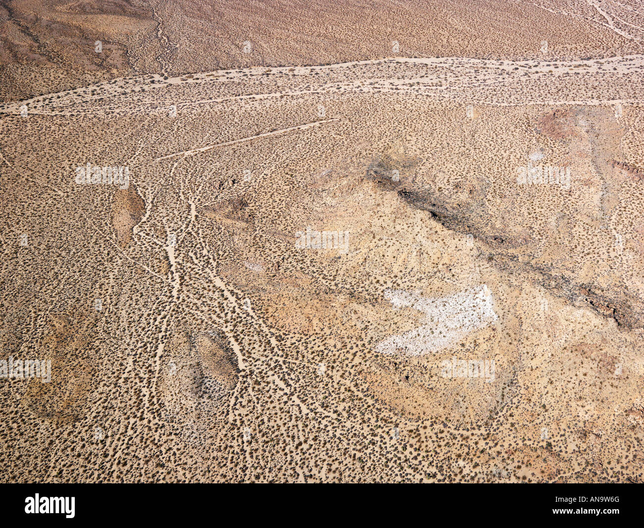 Aerial view of torrid California desert with rocky landforms Stock ...