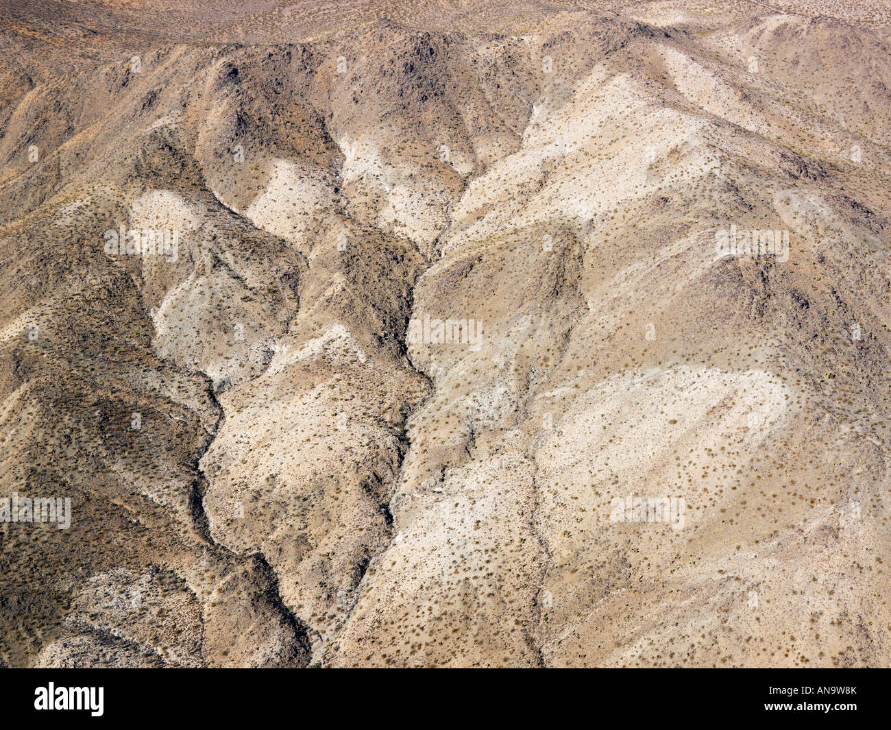 Aerial view of torrid California desert with rocky landforms Stock ...
