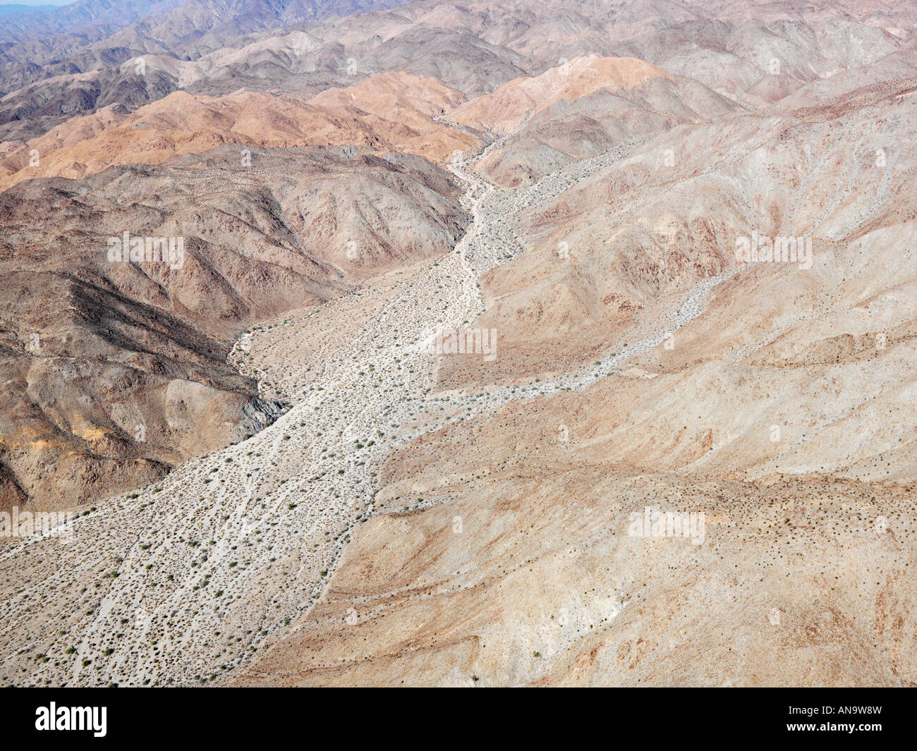 Aerial view of torrid California desert with rocky landforms Stock ...