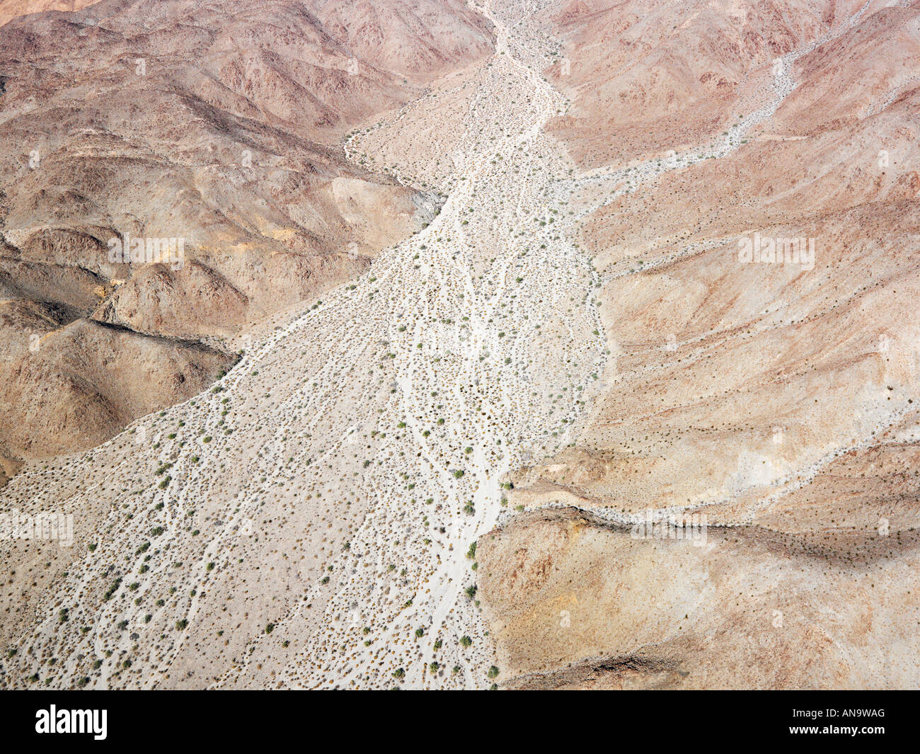 Aerial view of torrid California desert with rocky landforms Stock ...
