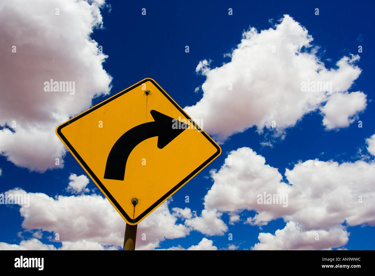 Road Traffic Sign, Bend Ahead Stock Photos & Road Traffic Sign, Bend ...