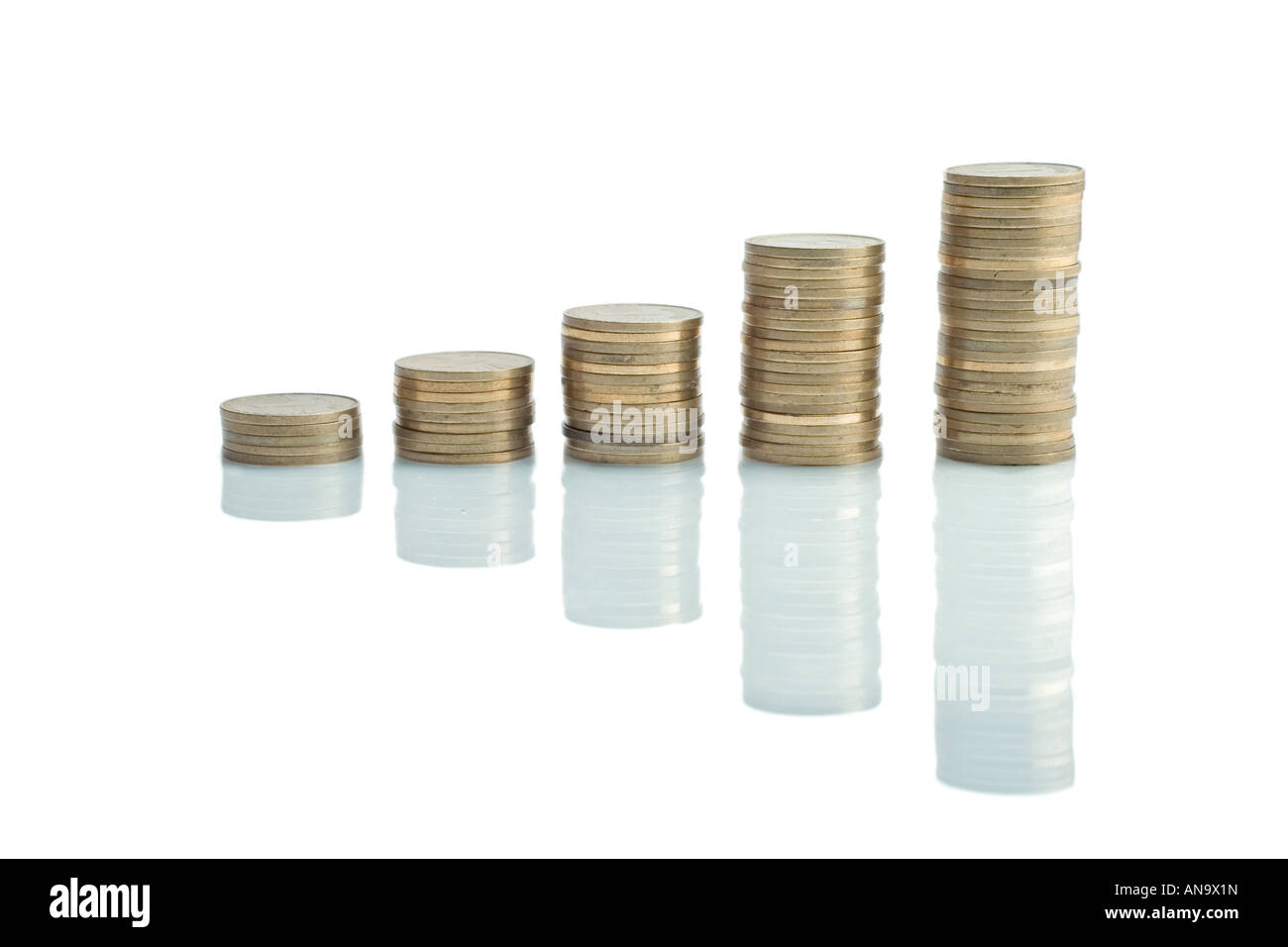 Columns of coins Stock Photo - Alamy