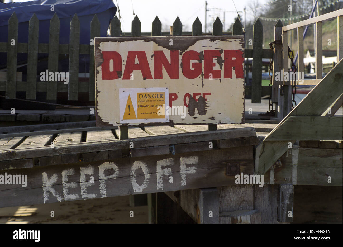 Danger keep off sign by the sea Stock Photo - Alamy