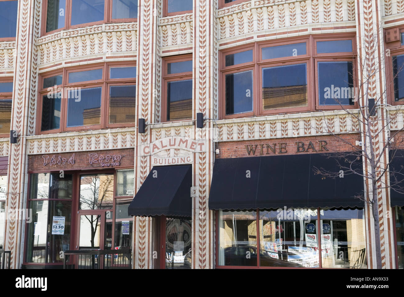 Exterior facade of the Calumet Building Art Nouveau style glazed ...
