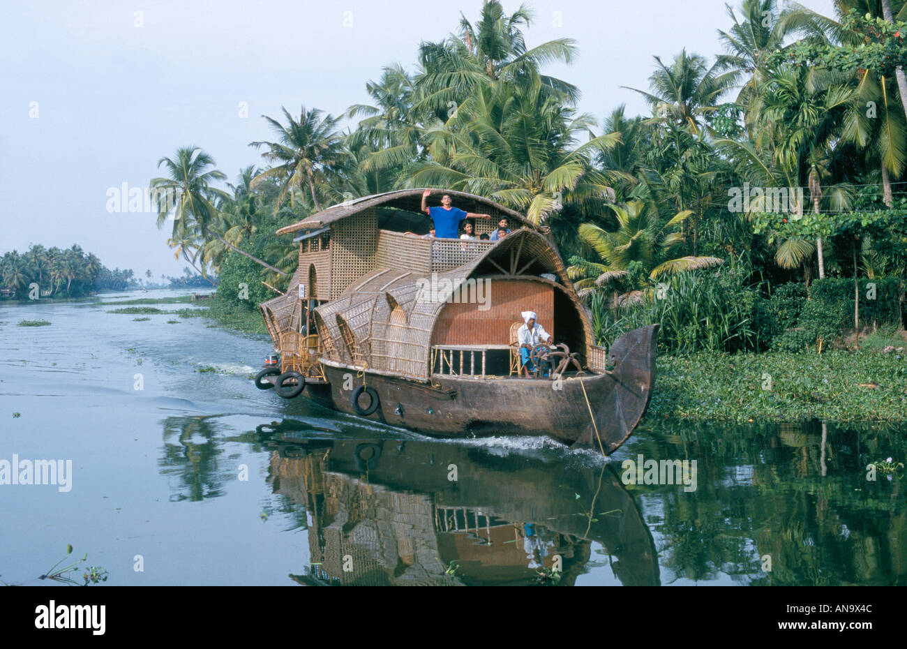 Kettuvallam Rice boat on the river in Kerala Stock Photo - Alamy